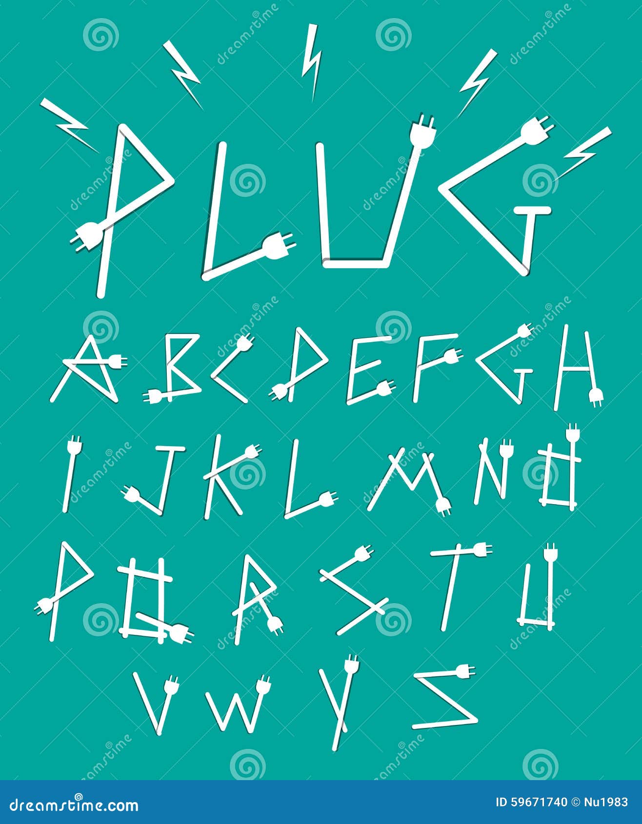Plug Alphabets Font Style stock vector. Illustration of icon - 59671740