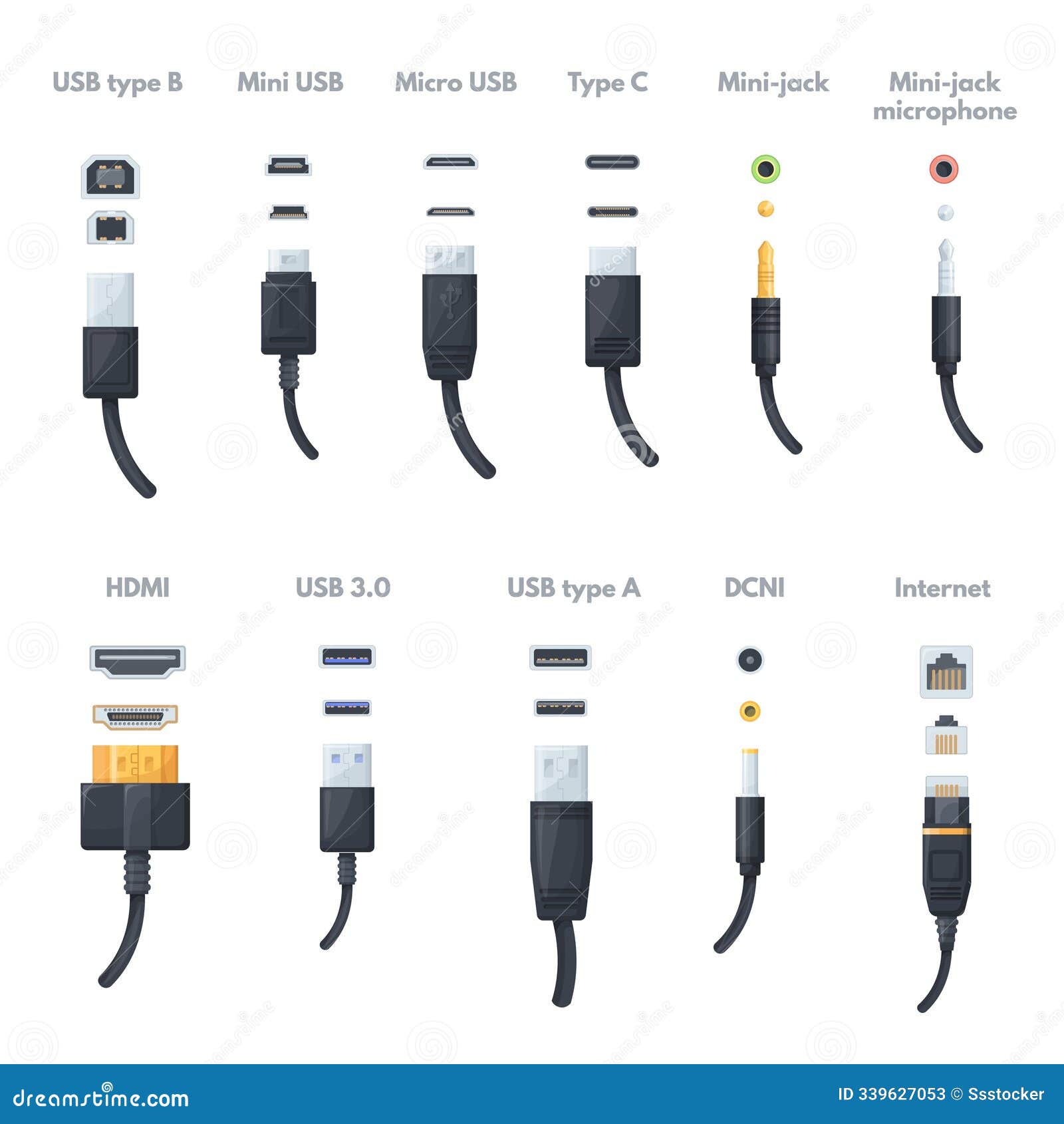 Connectors Computer Cable Stock Illustration | CartoonDealer.com #327659023