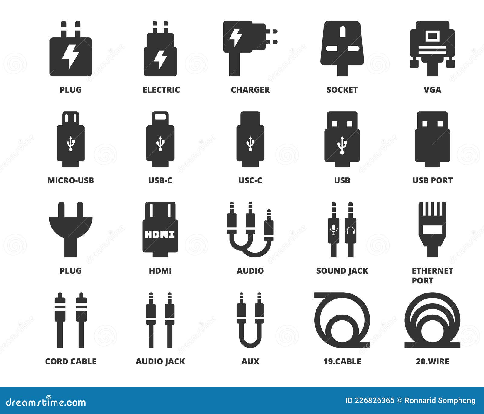 Plug and Cable Icons Vector ,Electricity ,Energy Stock Vector ...