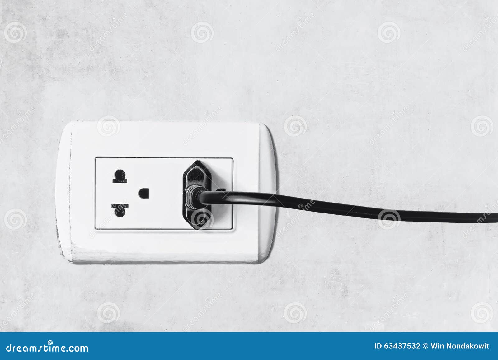 Plug on cement wall stock photo. Image of texture, electricity - 63437532