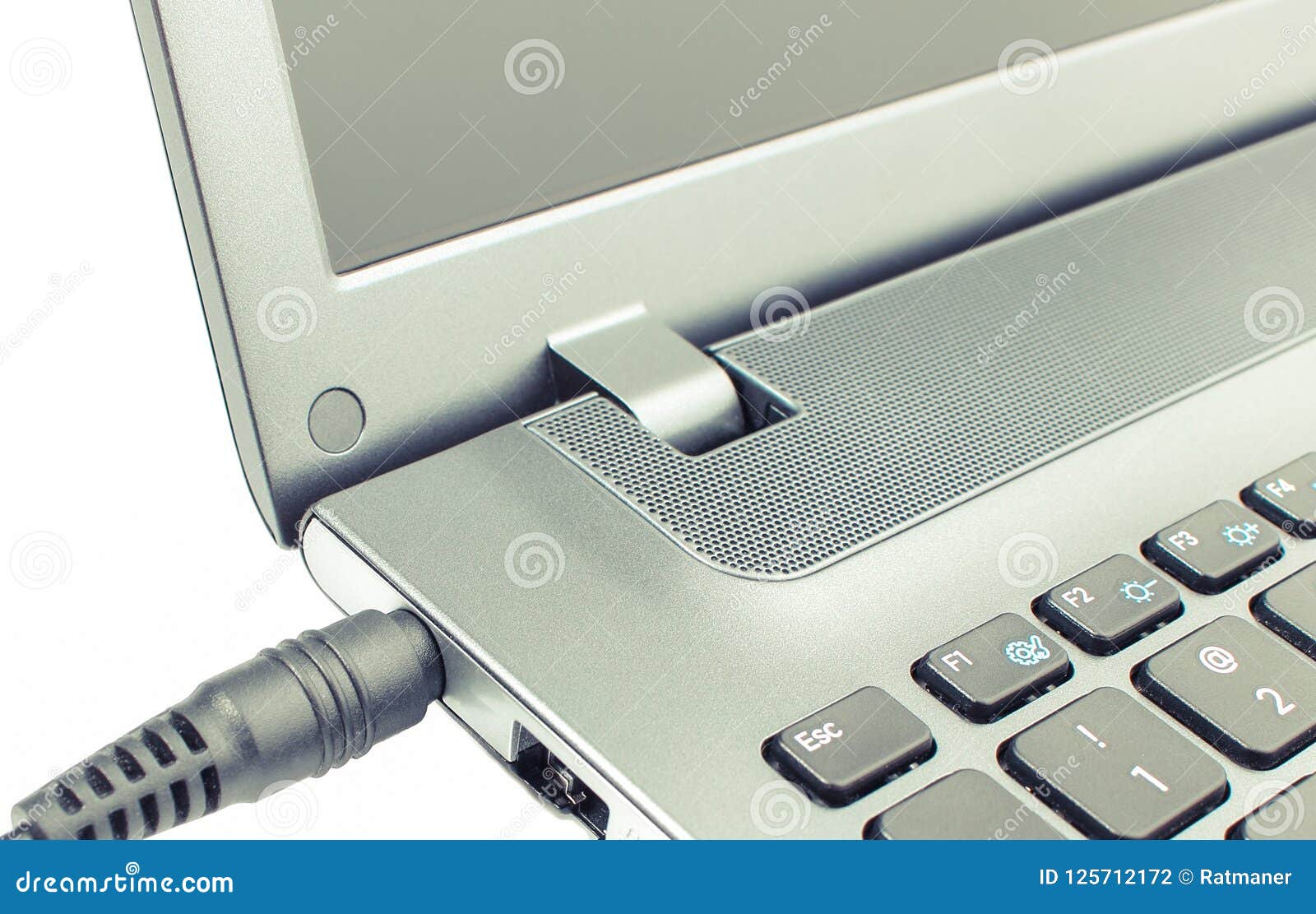 Plug of Charger Connected To Laptop Computer Stock Photo - Image of ...