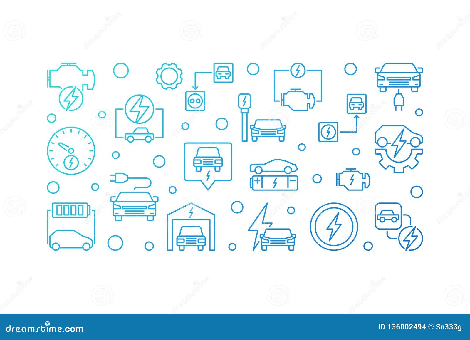 Plug-in Electric Vehicle Vector Blue Line Illustration Stock Vector ...
