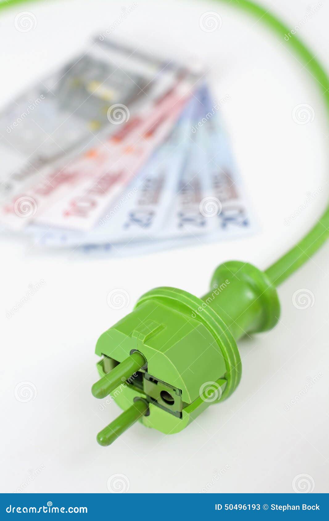 Plug with Euro banknotes stock image. Image of price - 50496193