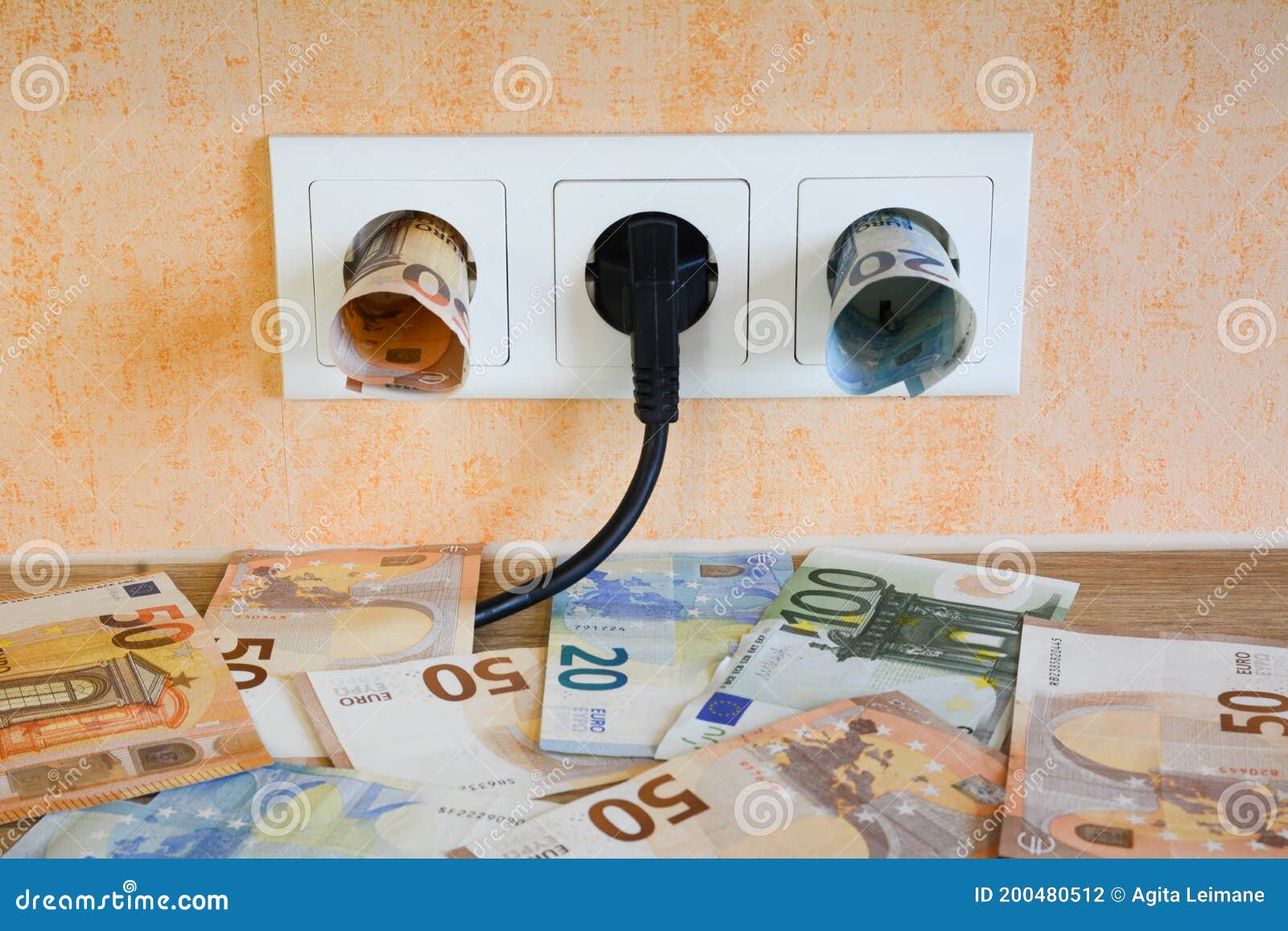 Plug and Euro Money on Socket . Stock Photo - Image of cost, power ...