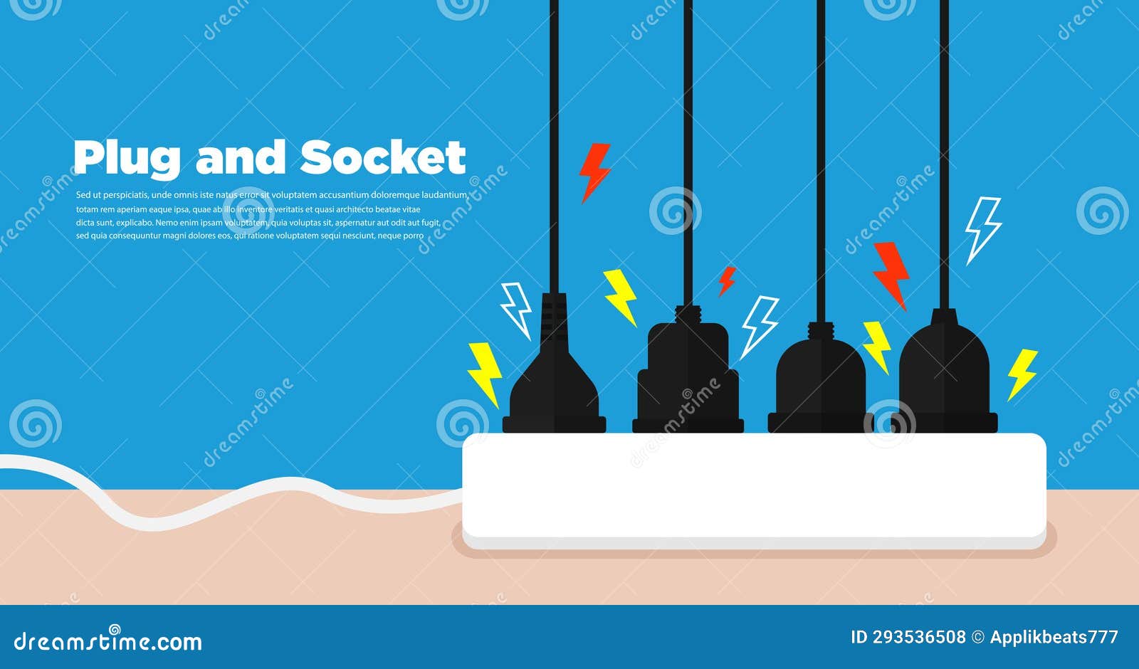 Plug in Full Power Outlet, Danger Concept Vector Flat Stock Vector ...