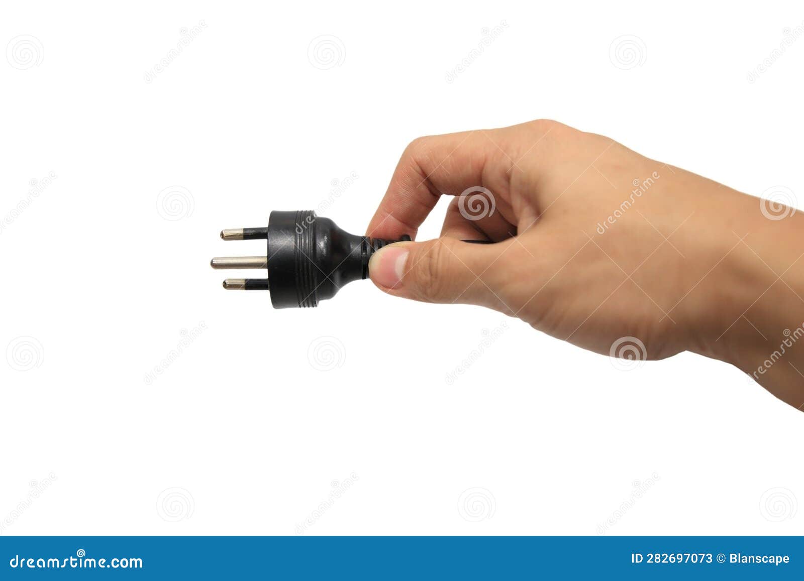 Plug on Hand Isolated on White Background Stock Image - Image of device ...