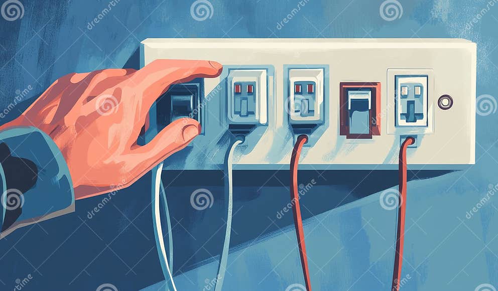 Plug in Hand Near an Electrical Outlet. Electrical Components. Wall ...