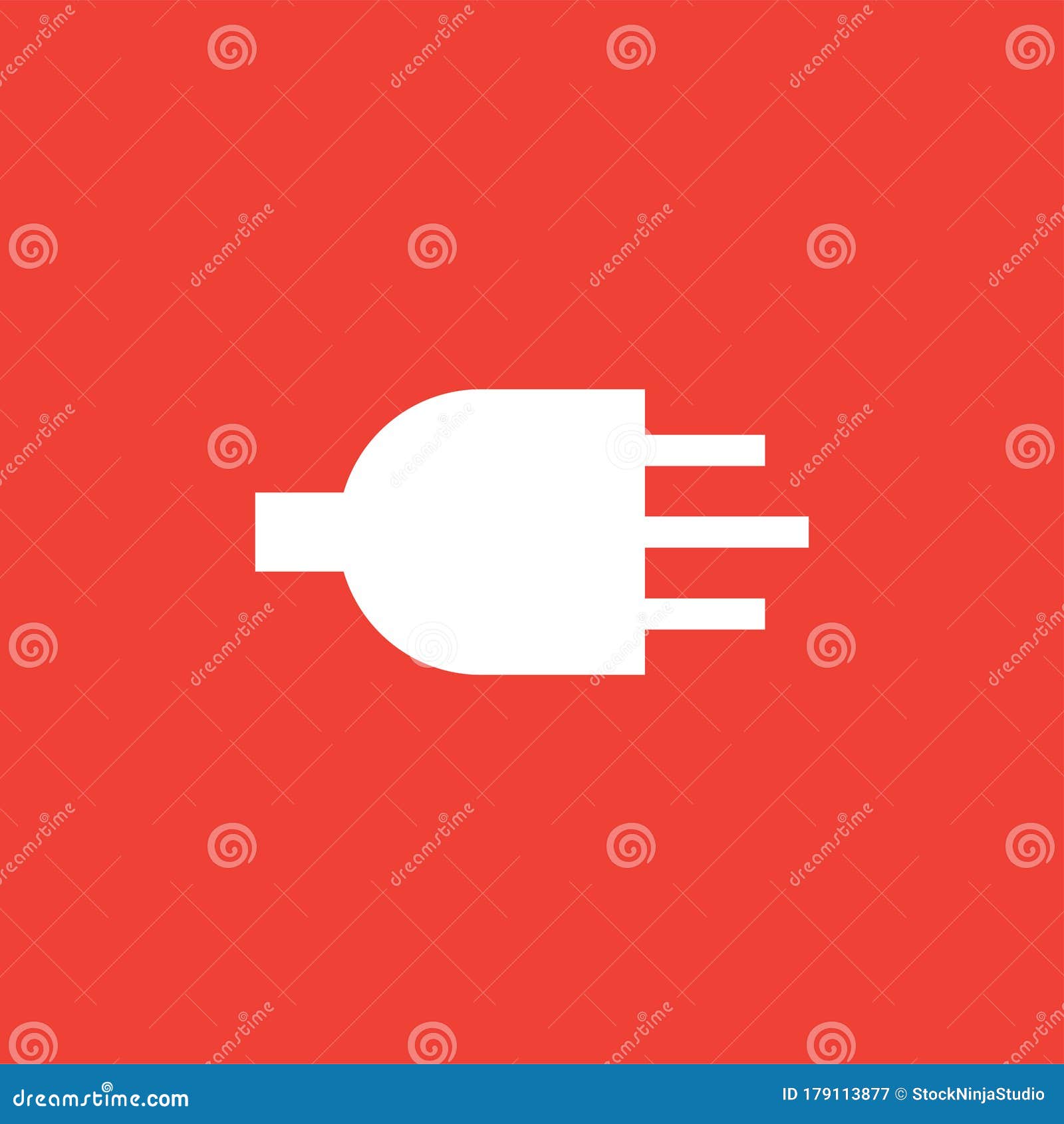 Plug Icon on Red Background. Red Flat Style Vector Illustration Stock ...