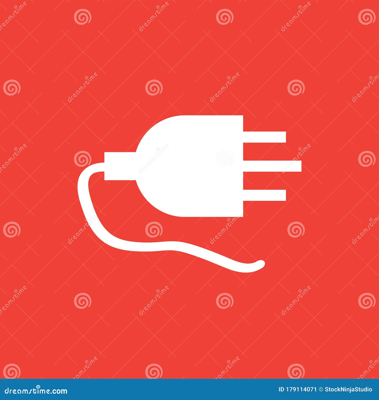 Plug Icon on Red Background. Red Flat Style Vector Illustration Stock ...