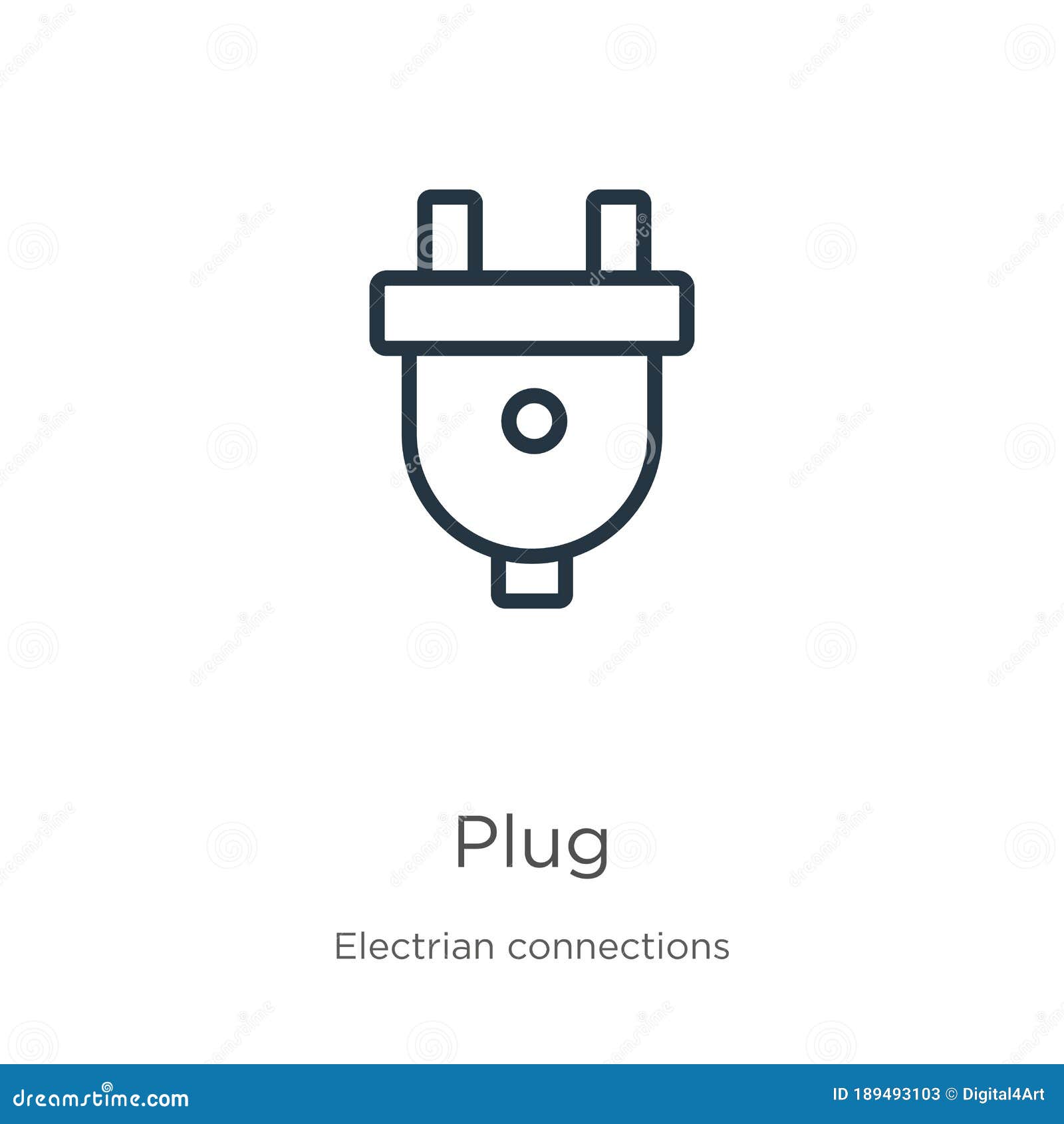 Plug Icon. Thin Linear Plug Outline Icon Isolated on White Background ...