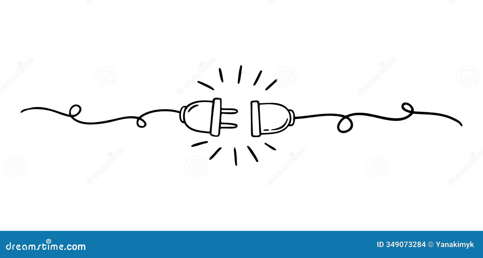 Plug Inserting into Electric Outlet. Power Socket Disconnect Doodle ...