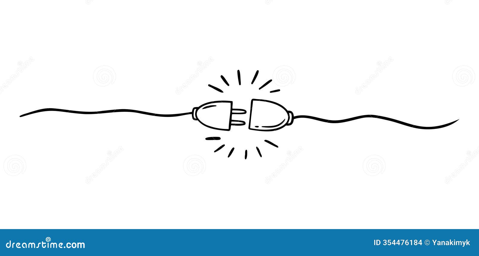 Plug Inserting into Electric Outlet. Power Socket Disconnect Doodle ...
