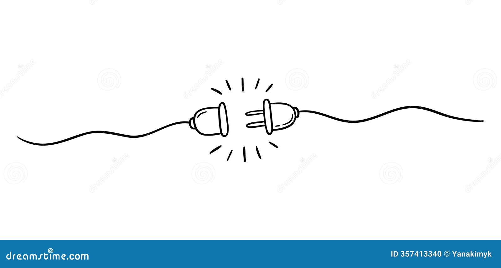 Plug Inserting into Electric Outlet. Power Socket Disconnect Doodle ...