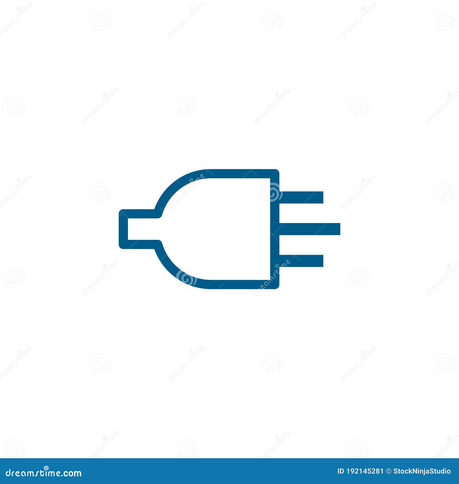 Plug Line Blue Icon on White Background. Blue Flat Style Vector ...