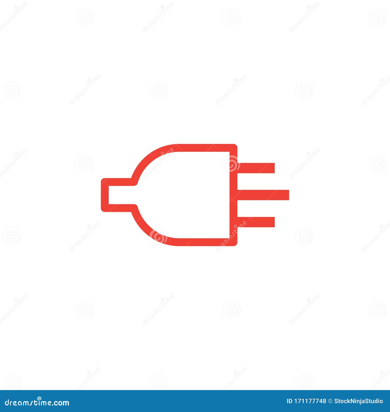 Plug Line Red Icon on White Background. Red Flat Style Vector ...