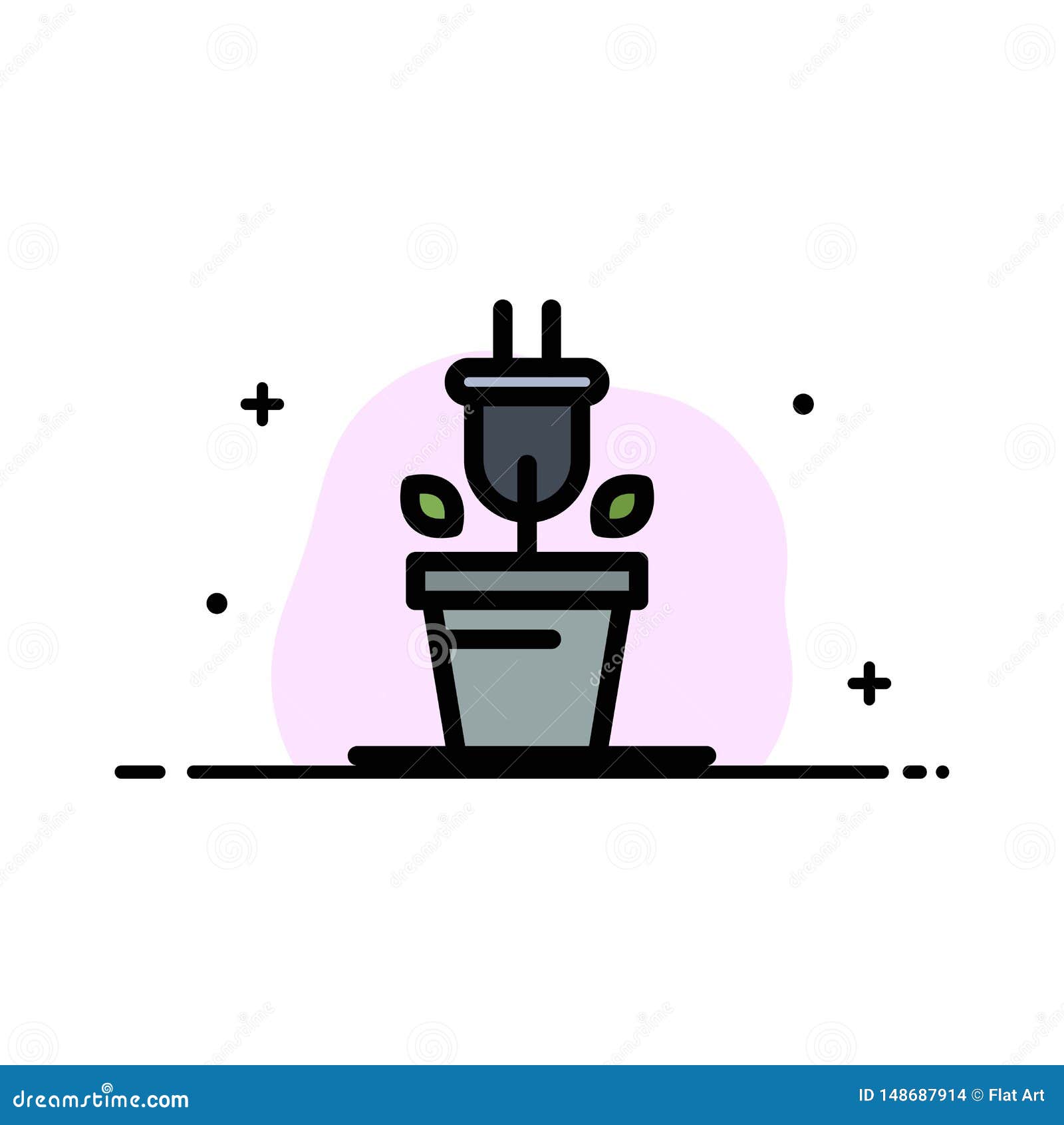 Plug, Plant, Technology Business Flat Line Filled Icon Vector Banner ...