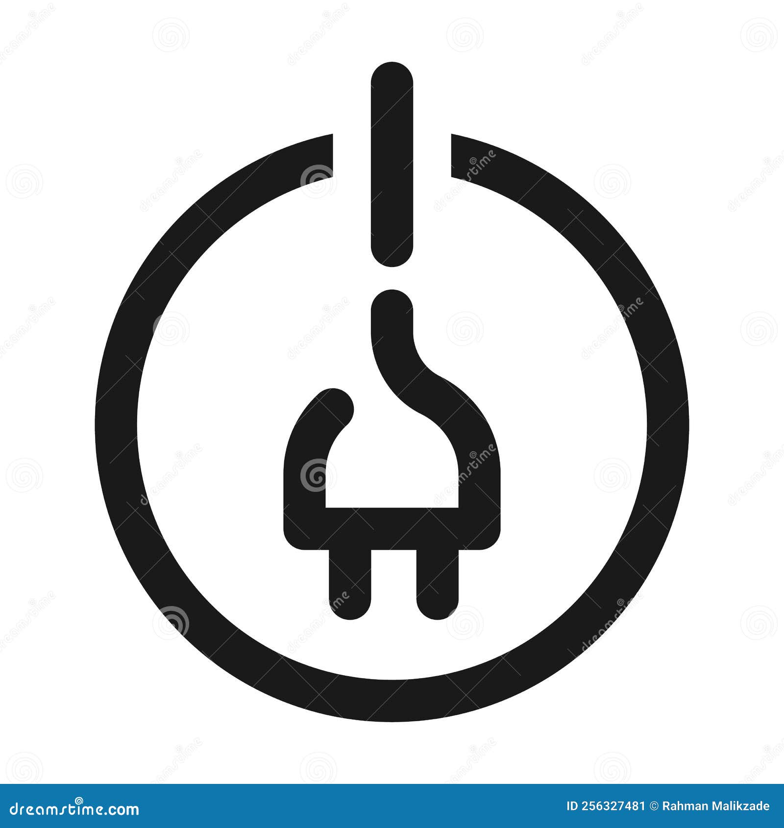 Plug or Power Button, on and Off Line Icon. Electric Plug and Shut Down ...