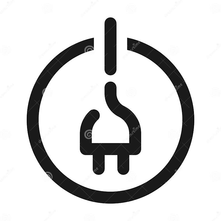 Plug or Power Button, on and Off Line Icon. Electric Plug and Shut Down ...