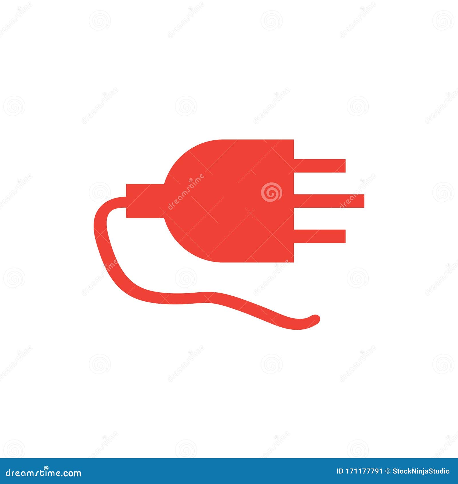 Plug Red Icon on White Background. Red Flat Style Vector Illustration ...