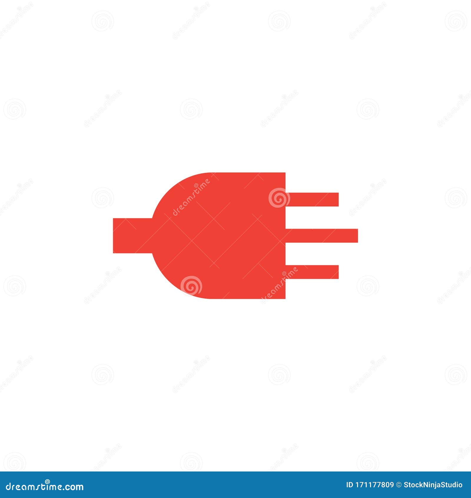 Plug Red Icon on White Background. Red Flat Style Vector Illustration ...