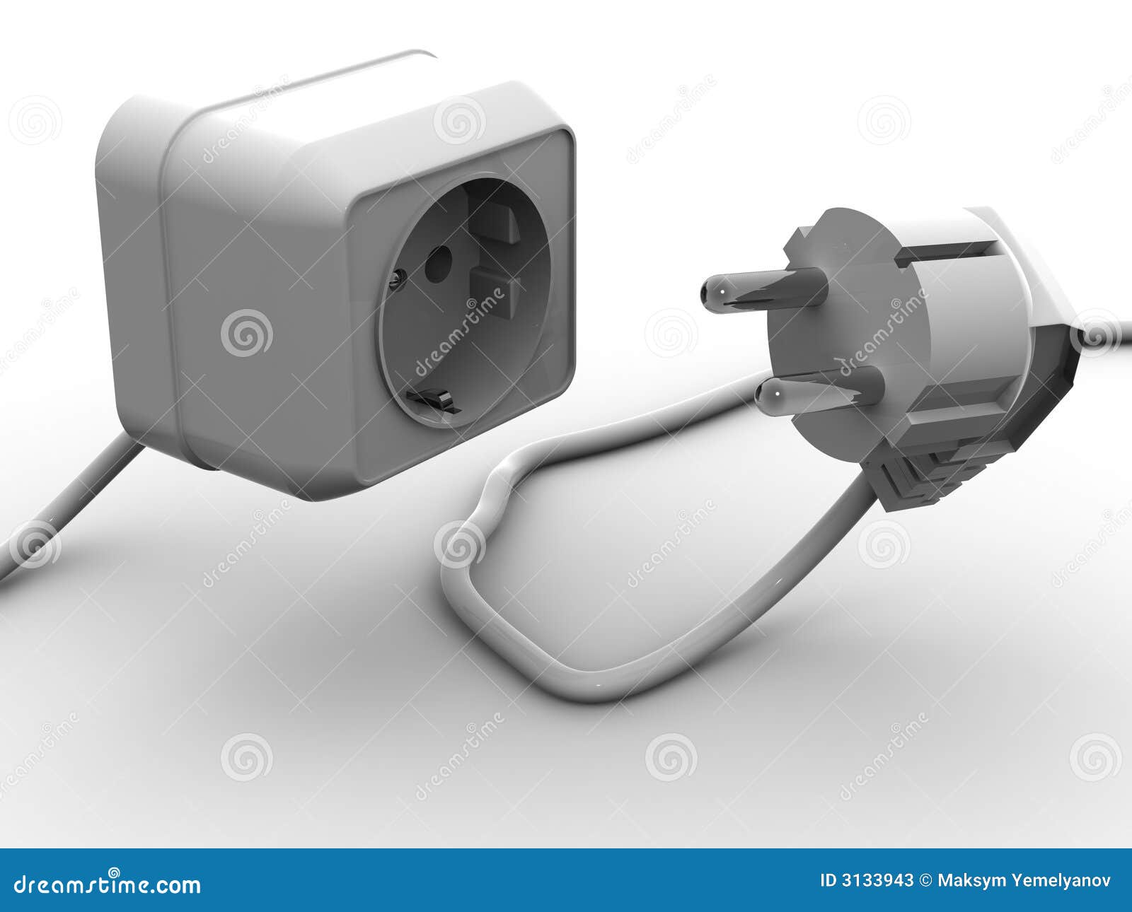 Plug and socket. 3d stock illustration. Illustration of plugs - 3133943