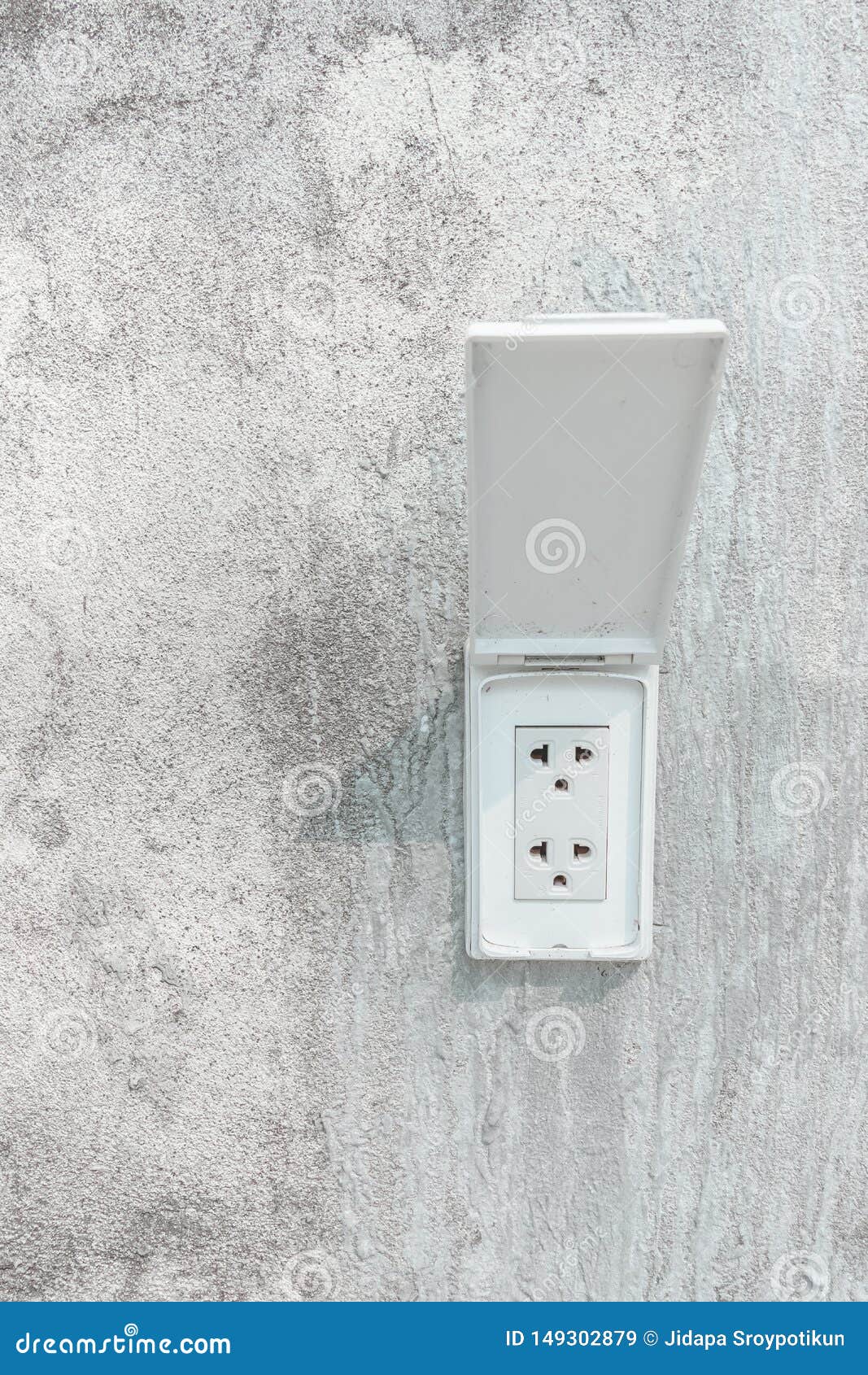 Plug socket on Cement wall stock image. Image of connect - 149302879