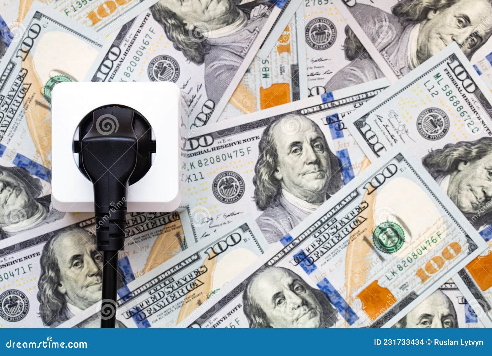 Plug and Socket on 100 Dollar Stock Photo - Image of bank, energy ...