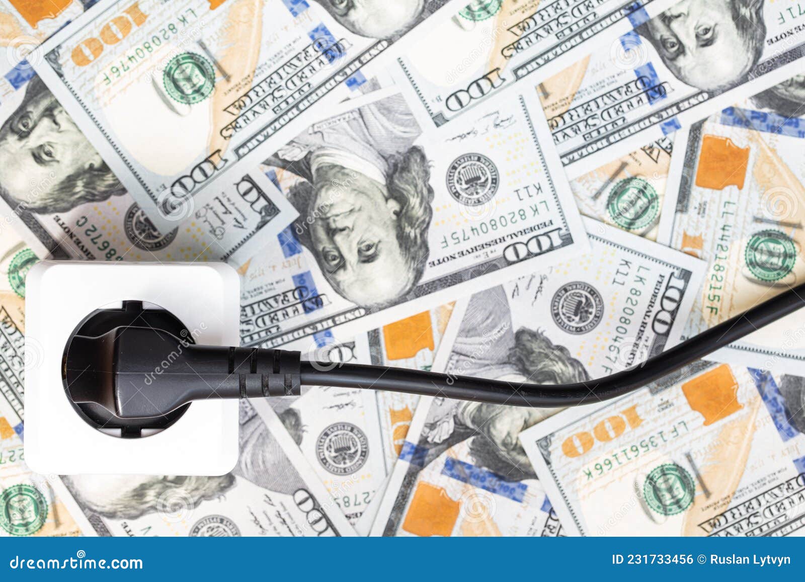 Plug and Socket on 100 Dollar Stock Photo - Image of electric, delivery ...
