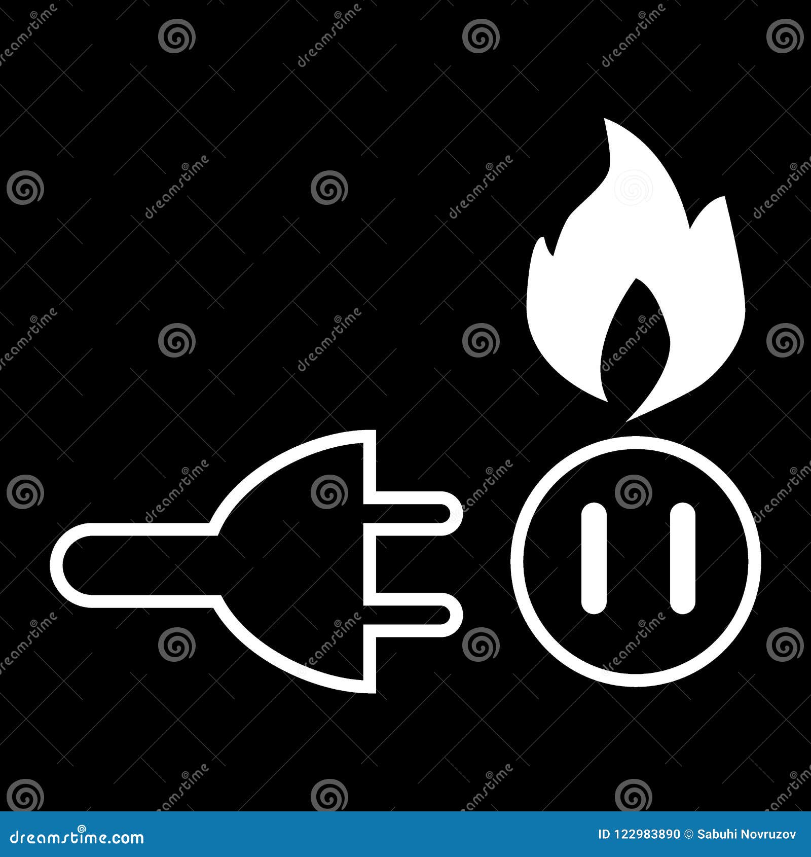 Plug, Socket, Fire Due To Ignition in the Mains Line Icon. Vector ...