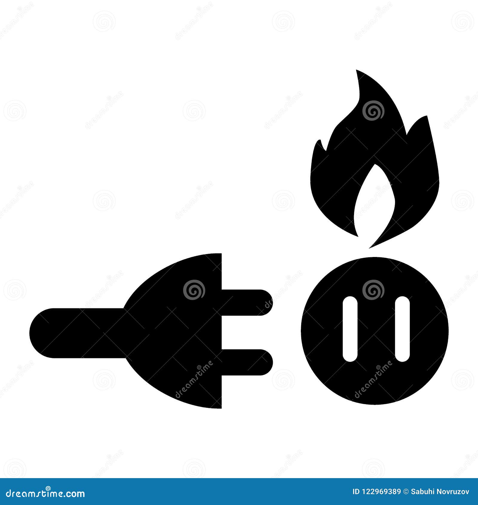 Plug, Socket, Fire Due To Ignition in the Mains Solid Icon. Vector ...