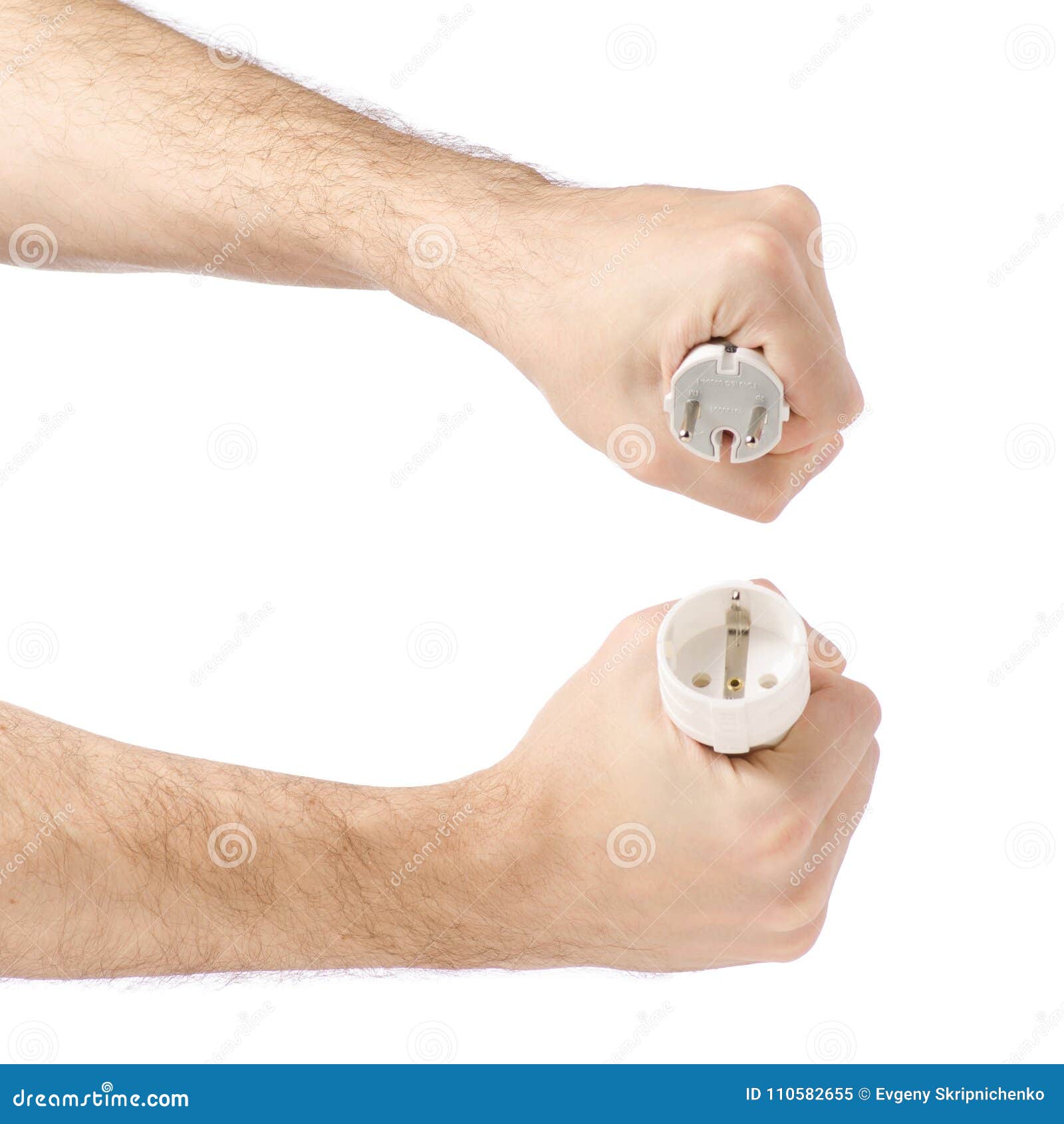 Plug socket in hands stock image. Image of business - 110582655