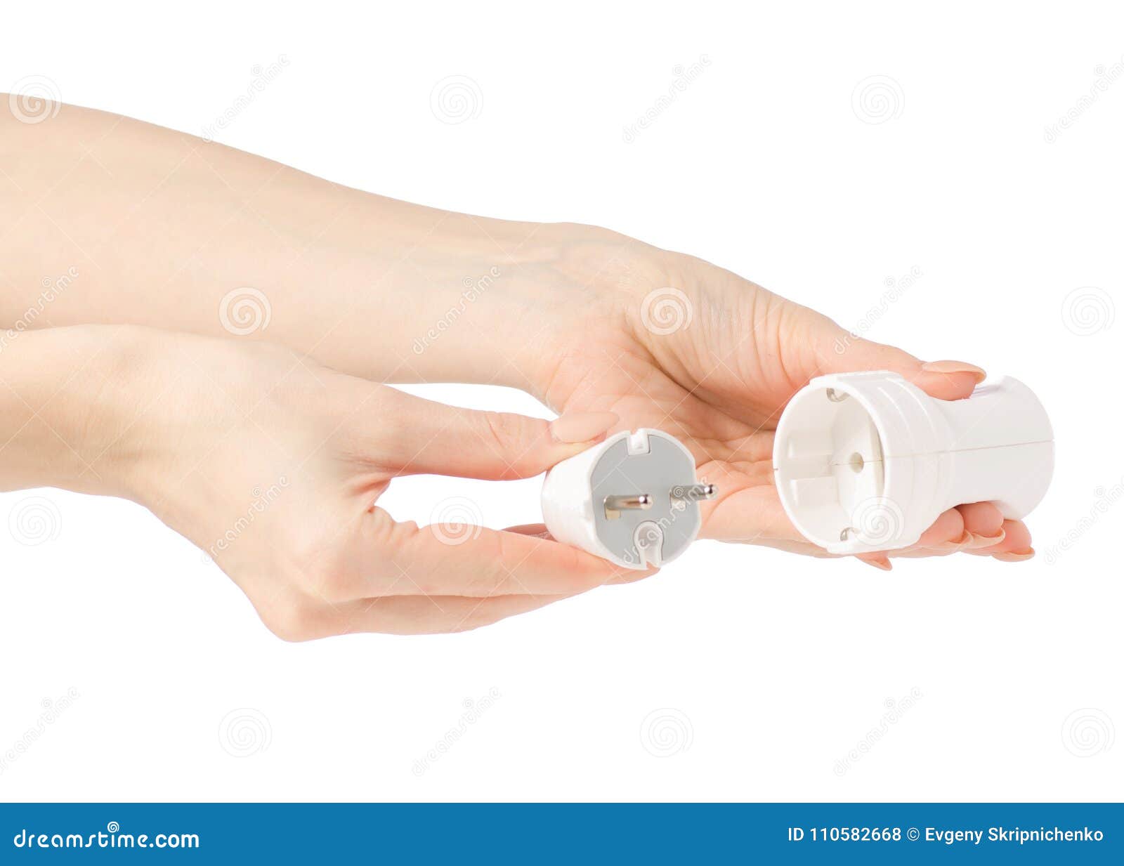 Plug socket in hands stock photo. Image of electricity - 110582668