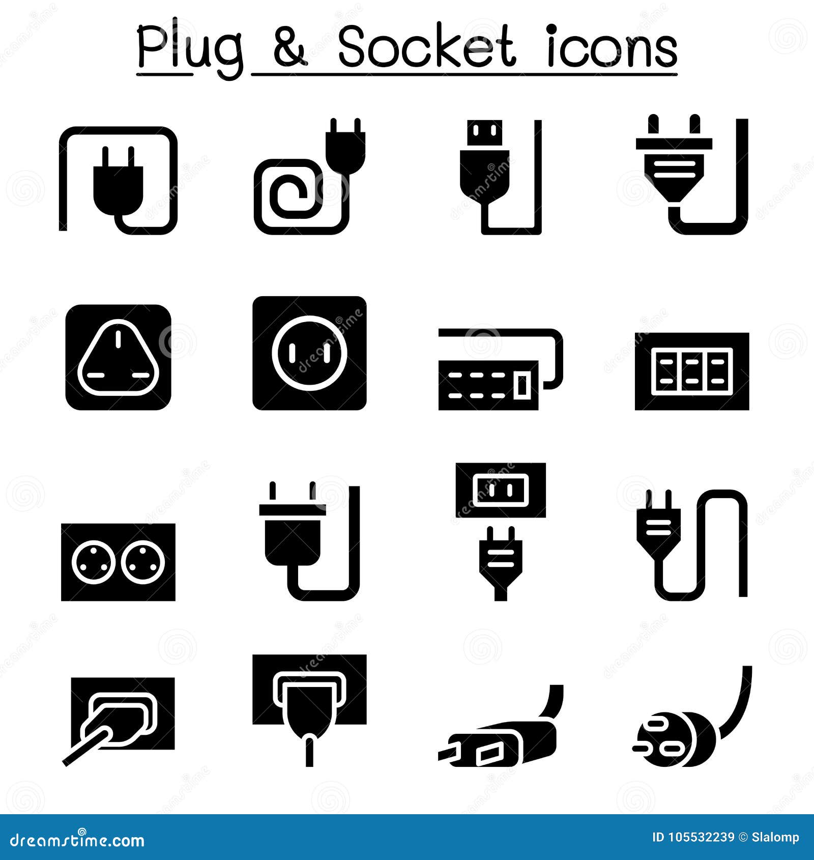 Plug & Socket Icon Set Vector Illustration Graphic Design Stock Vector ...