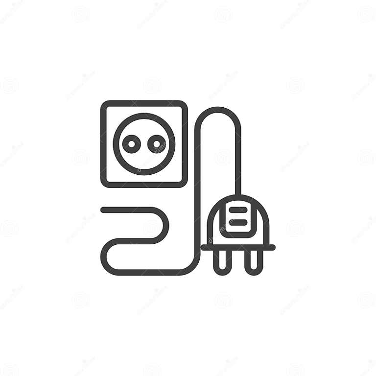 Plug and socket line icon stock vector. Illustration of pictogram ...