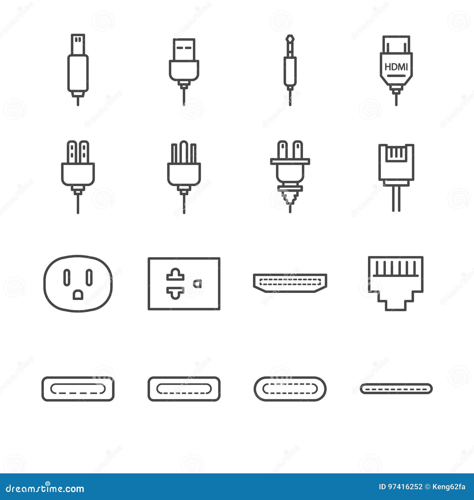 Plug and Socket Line Icon Set. Included the Icons As Electrical Plug ... Plug and Socket Line Icon Set. Included the Icons As Electrical Plug ...