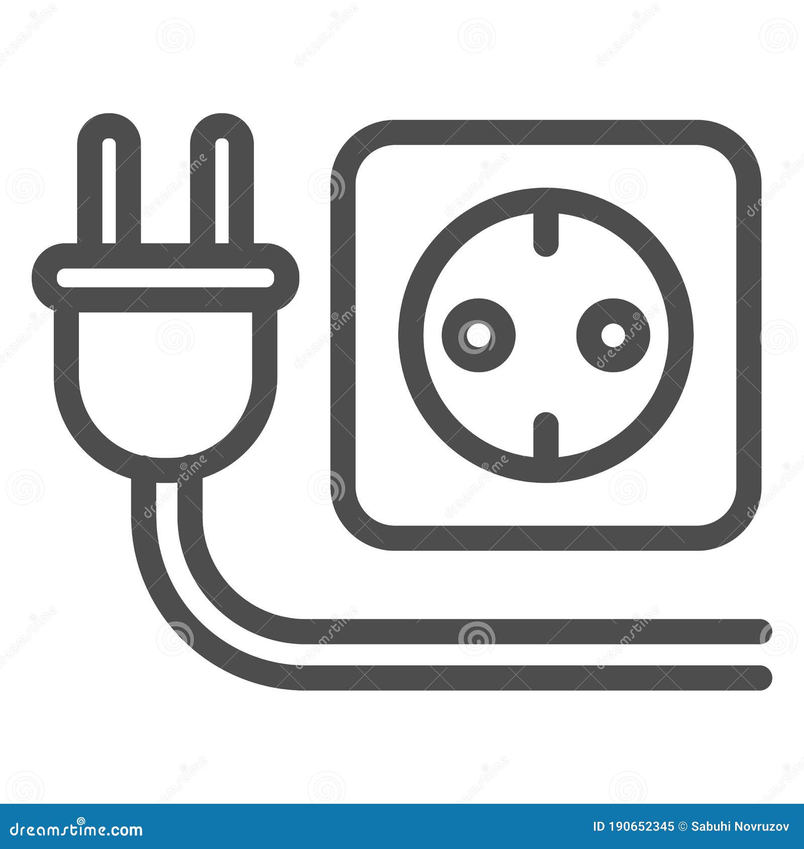 Plug and Socket Line Icon, Technology Concept, Electricity Sign on ...