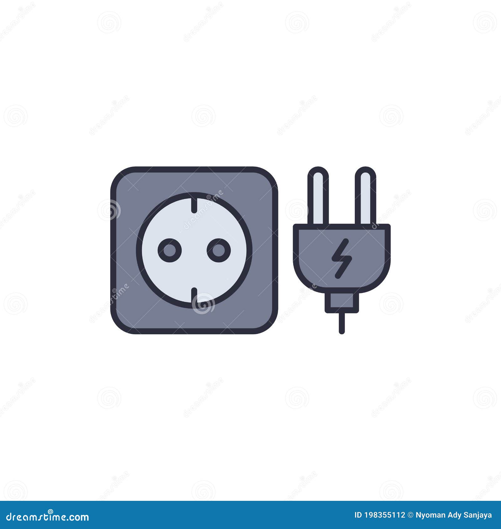 Plug Socket Vector Icon Symbol Isolated on White Background Stock ...