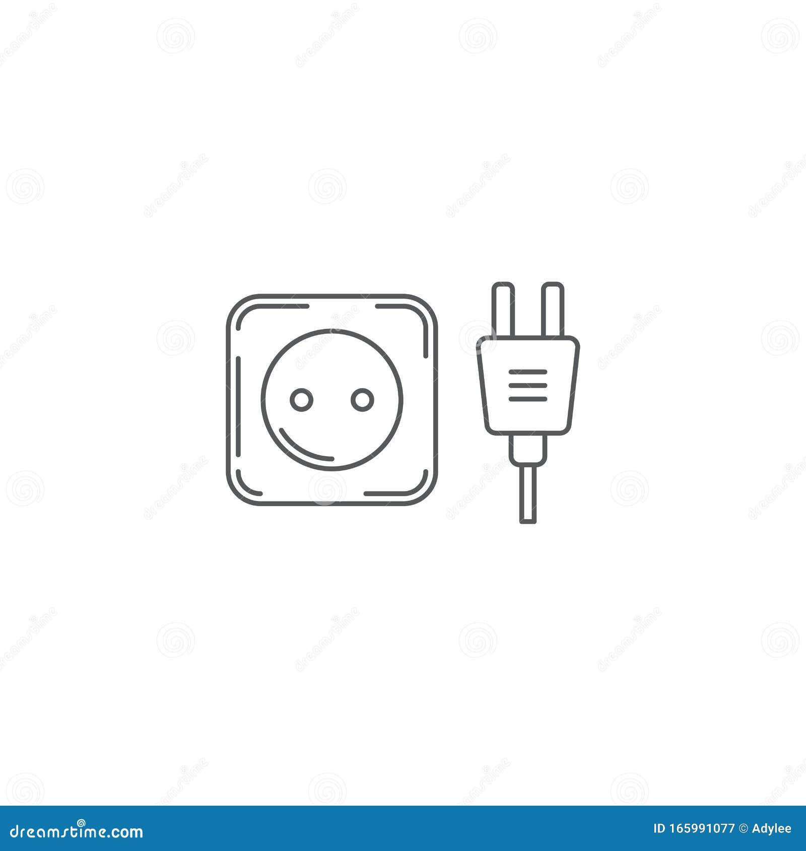 Plug Socket Vector Icon Symbol Isolated on White Background Stock ...