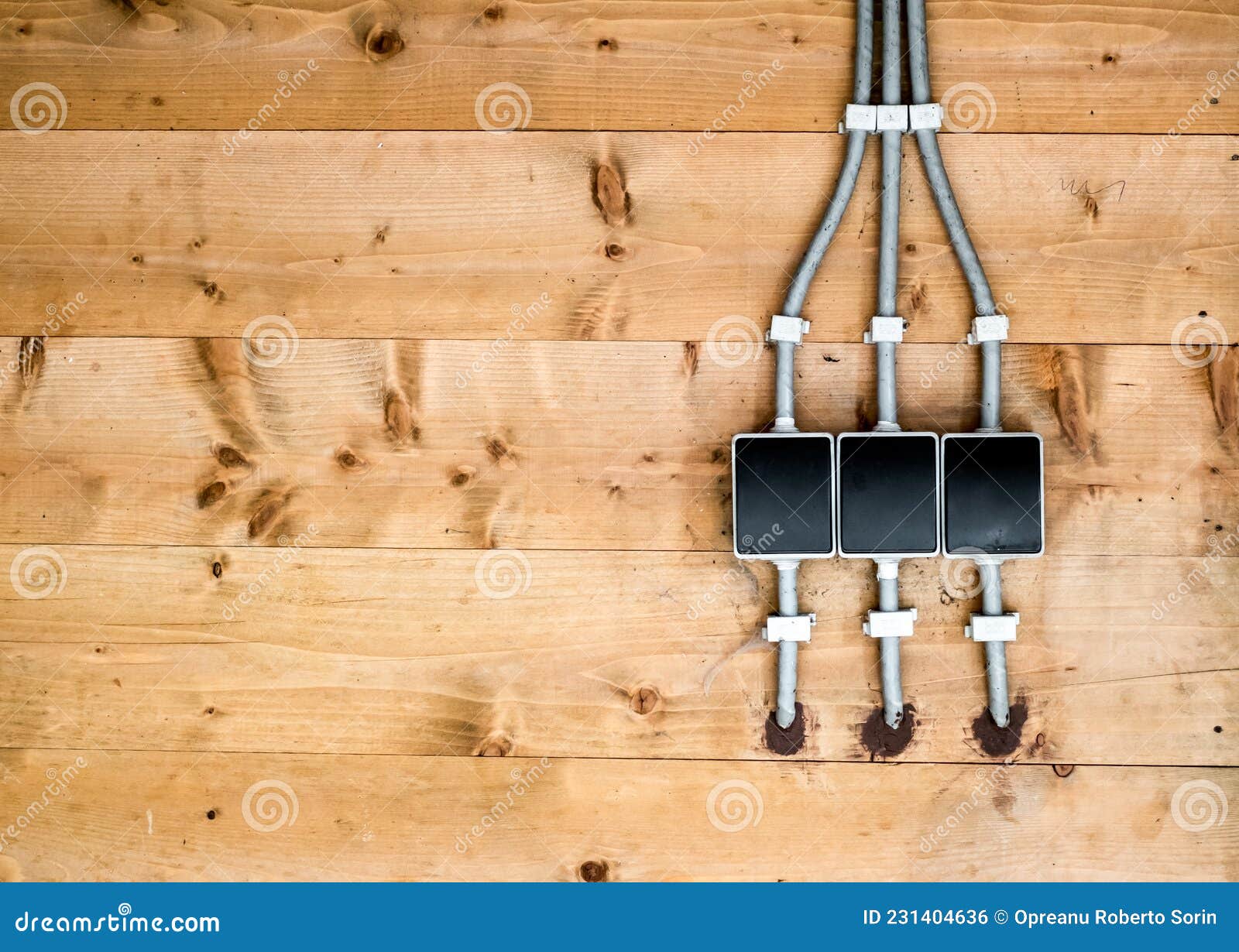 Plug Sockets on the Plank Wall Stock Photo - Image of concrete, estate ...