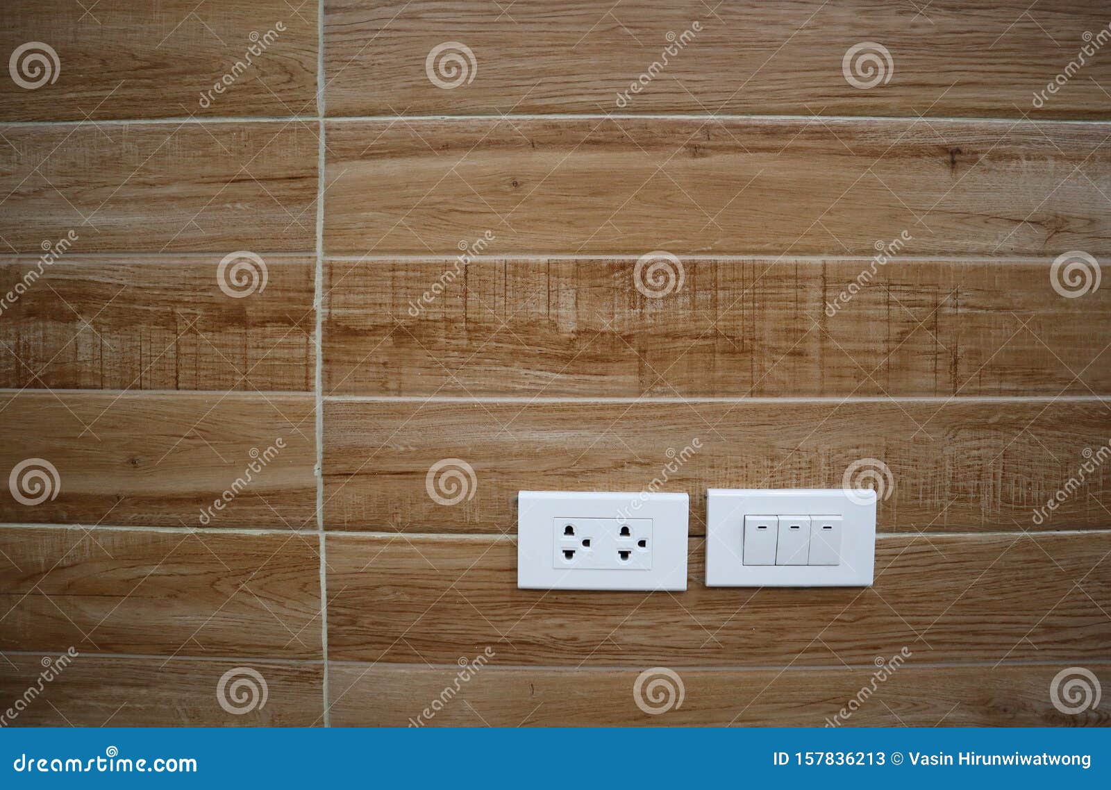 Plug and Switch on the Wood Wall Texture Stock Image - Image of modern ...