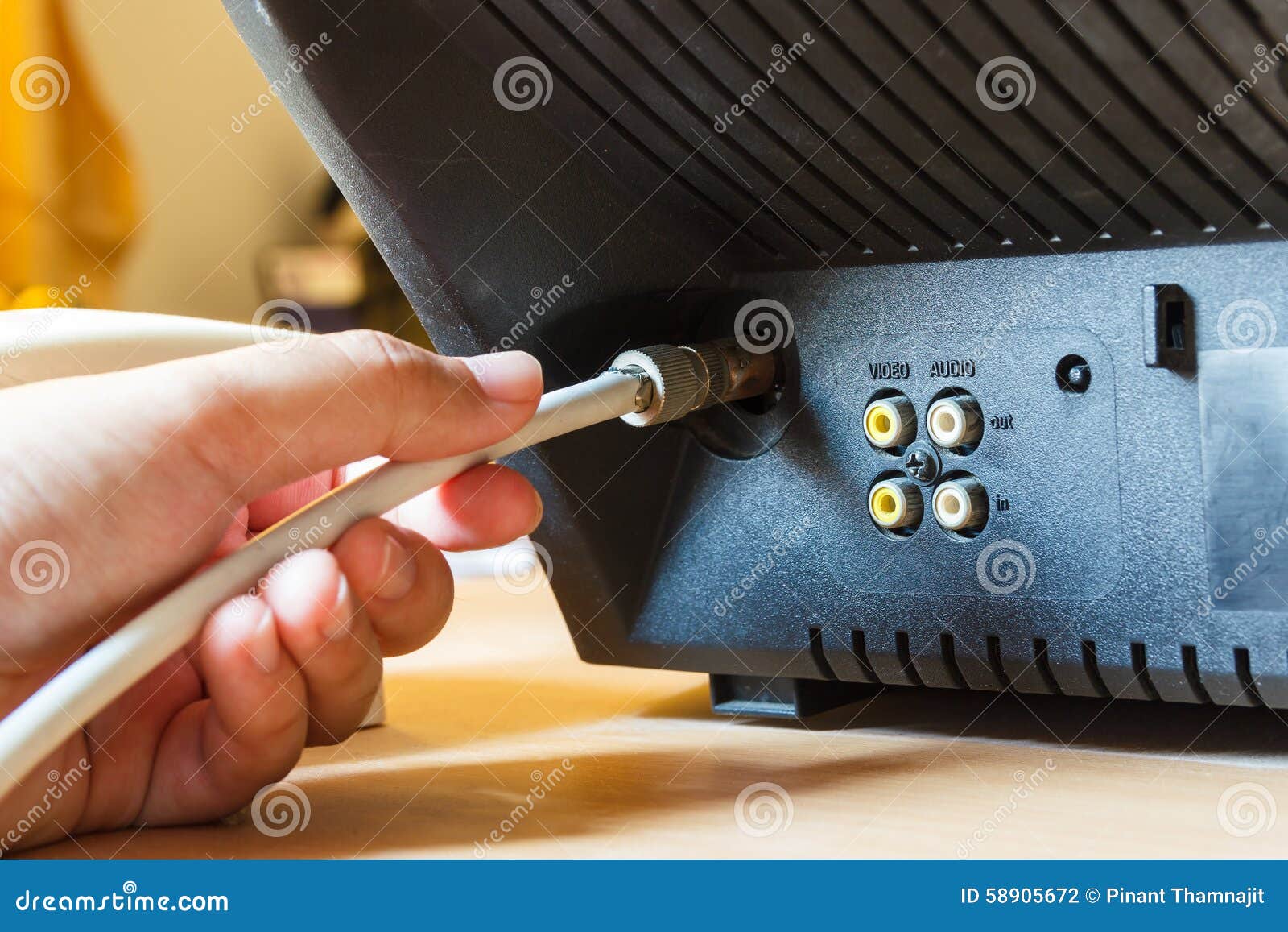 Plug TV cable. stock photo. Image of jack, signal, connection - 58905672