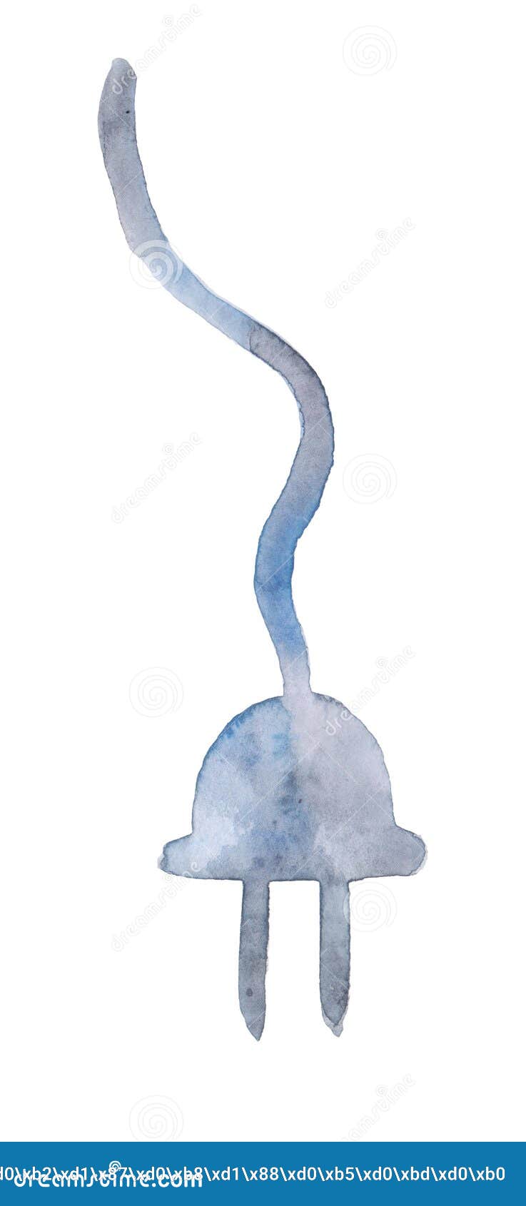 Plug with Wire. Watercolor Hand Drawn Illustration Stock Illustration ...
