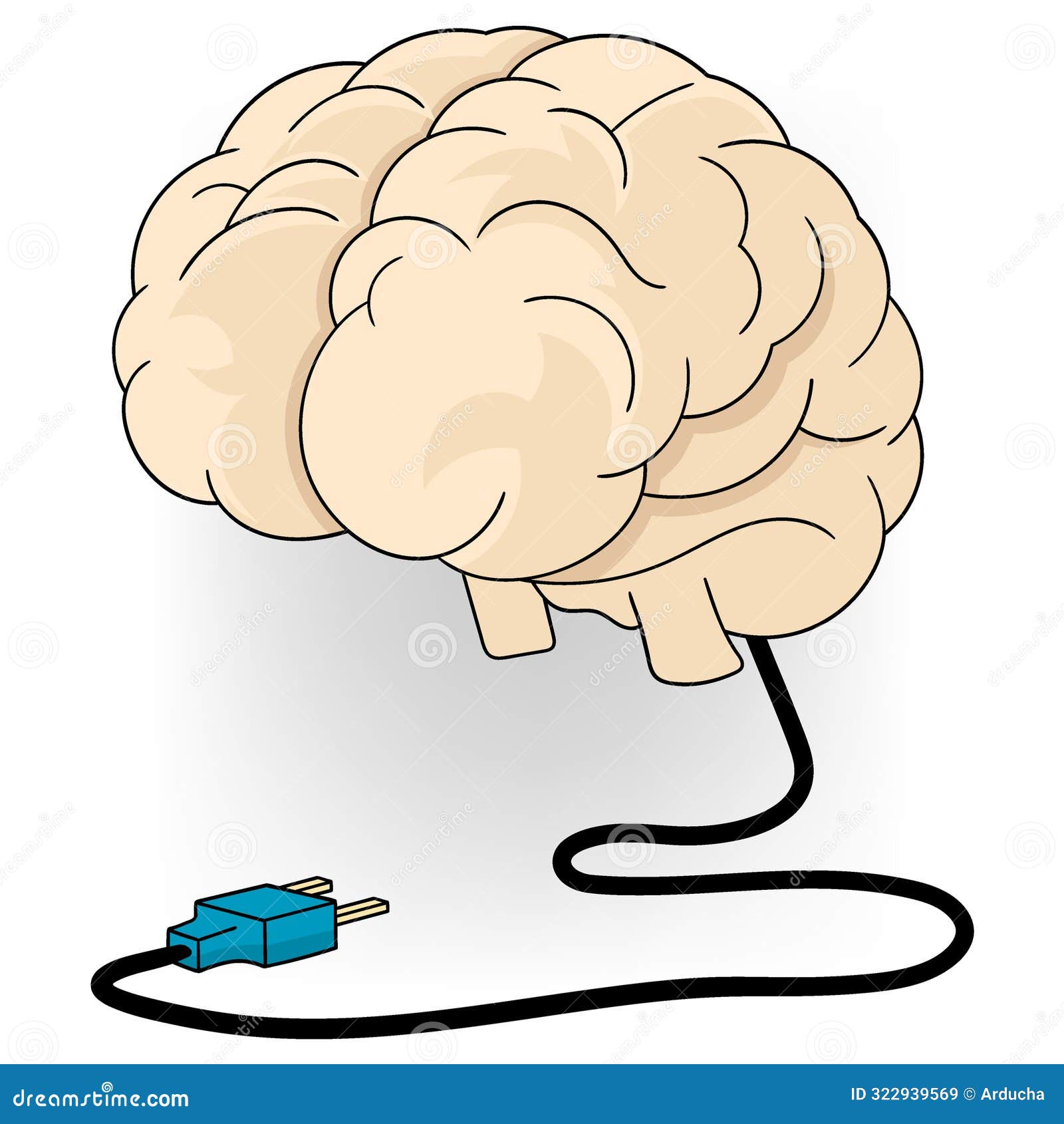 Plugged-in Brain Cartoon Illustration Stock Illustration - Illustration ...