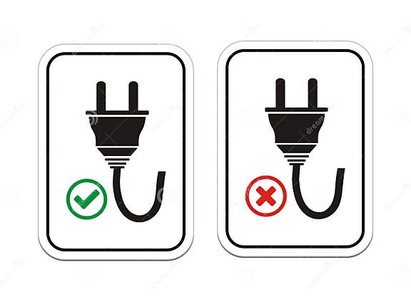 Plugged and Un-plugged Signs Stock Vector - Illustration of connector ...