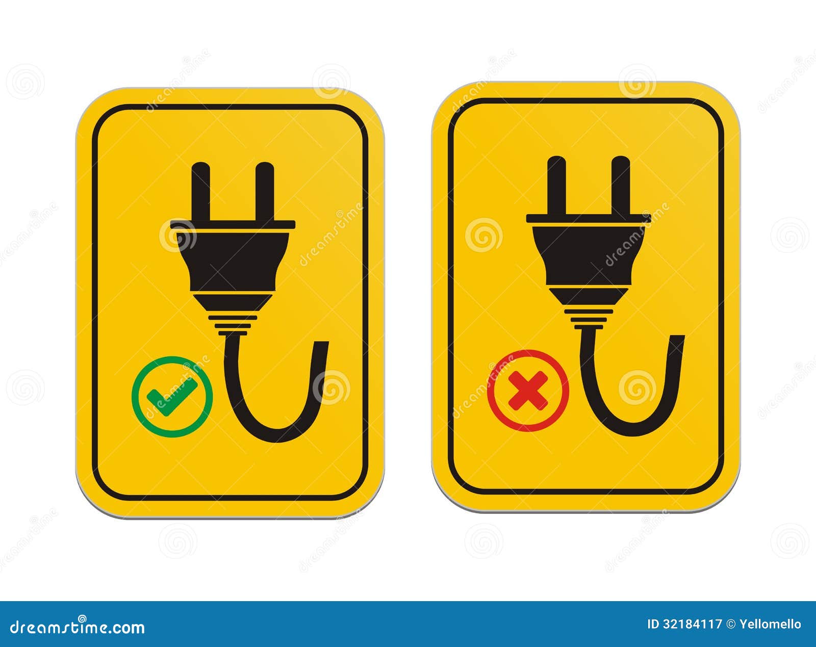 Plugged And Un-plugged Yellow Signs Cartoon Vector | CartoonDealer.com ...