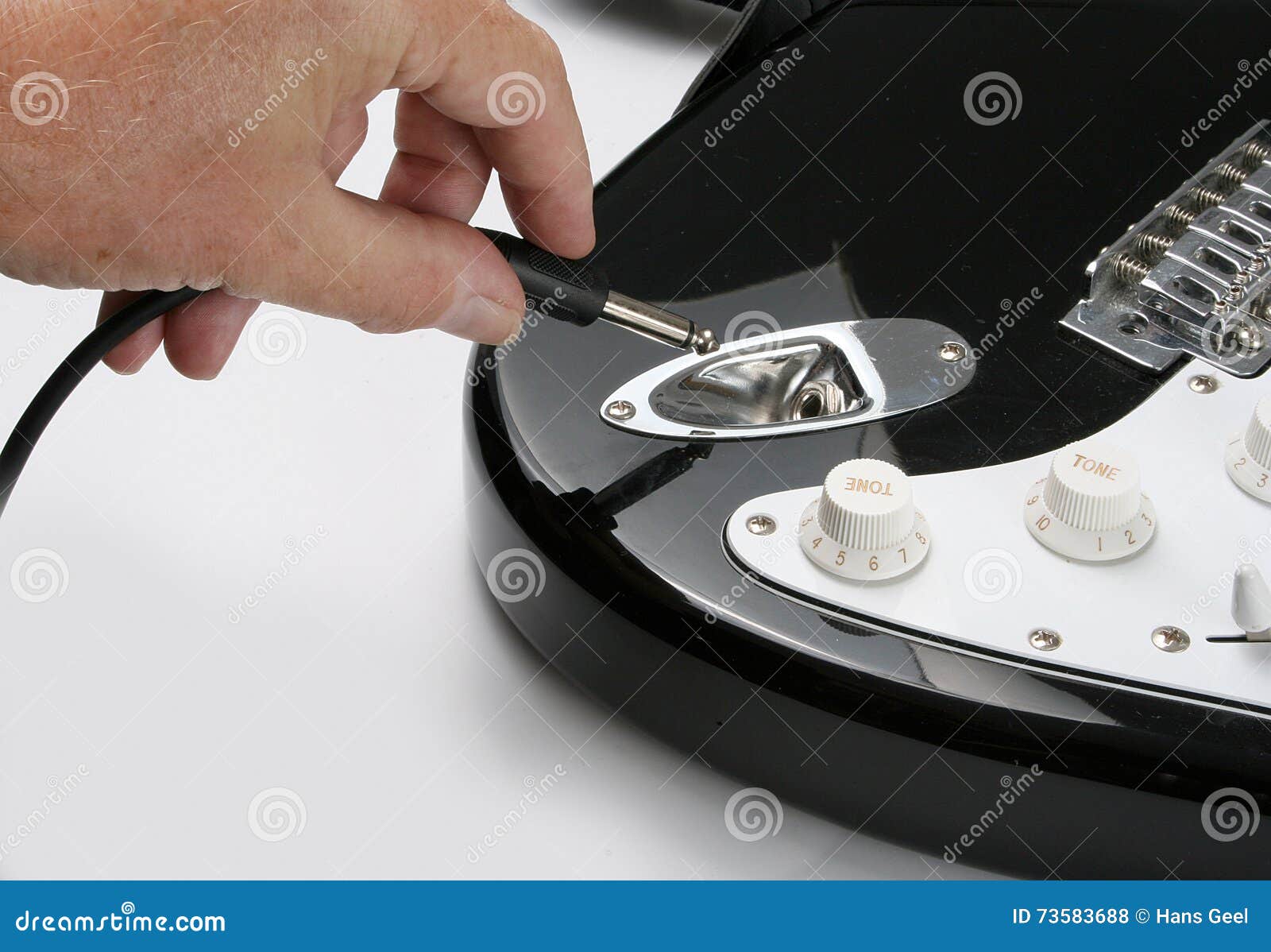 Plugging in Electric Guitar Stock Photo - Image of yellow, white: 73583688