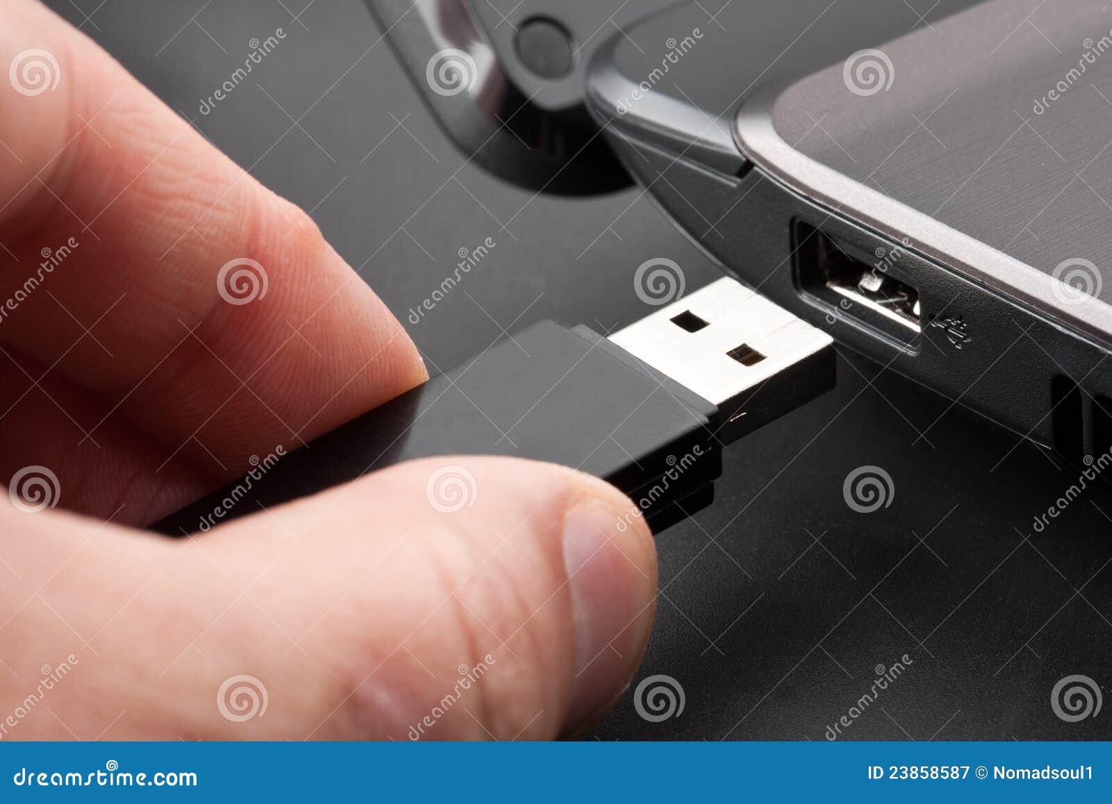 Plugging Removable Flash Disk Stock Image - Image of media, equipment ...