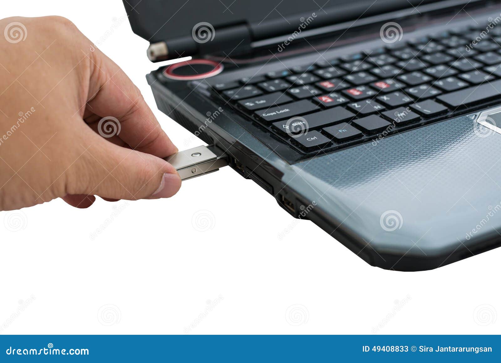 Plugging Removable Flash Disk Memory into Laptop Stock Image - Image of ...