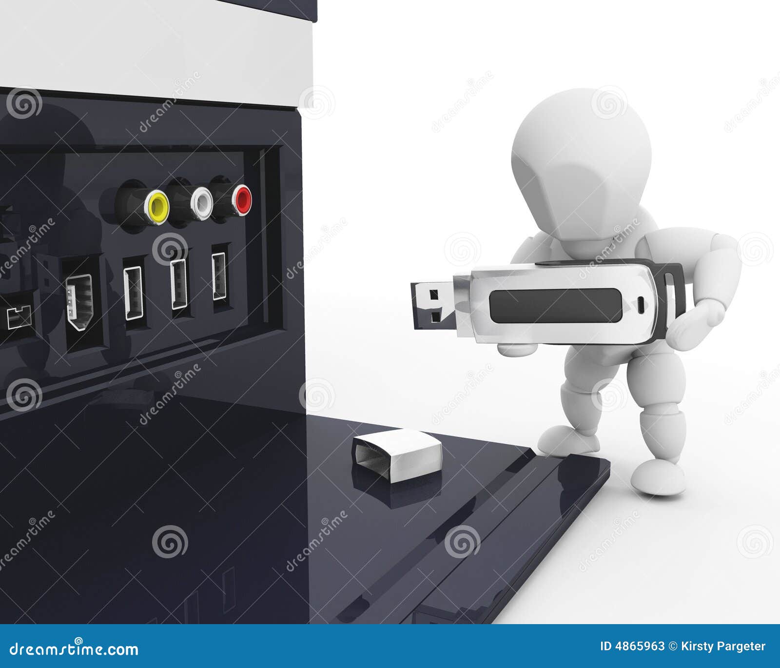 Plugging in USB pen stock illustration. Illustration of male - 4865963
