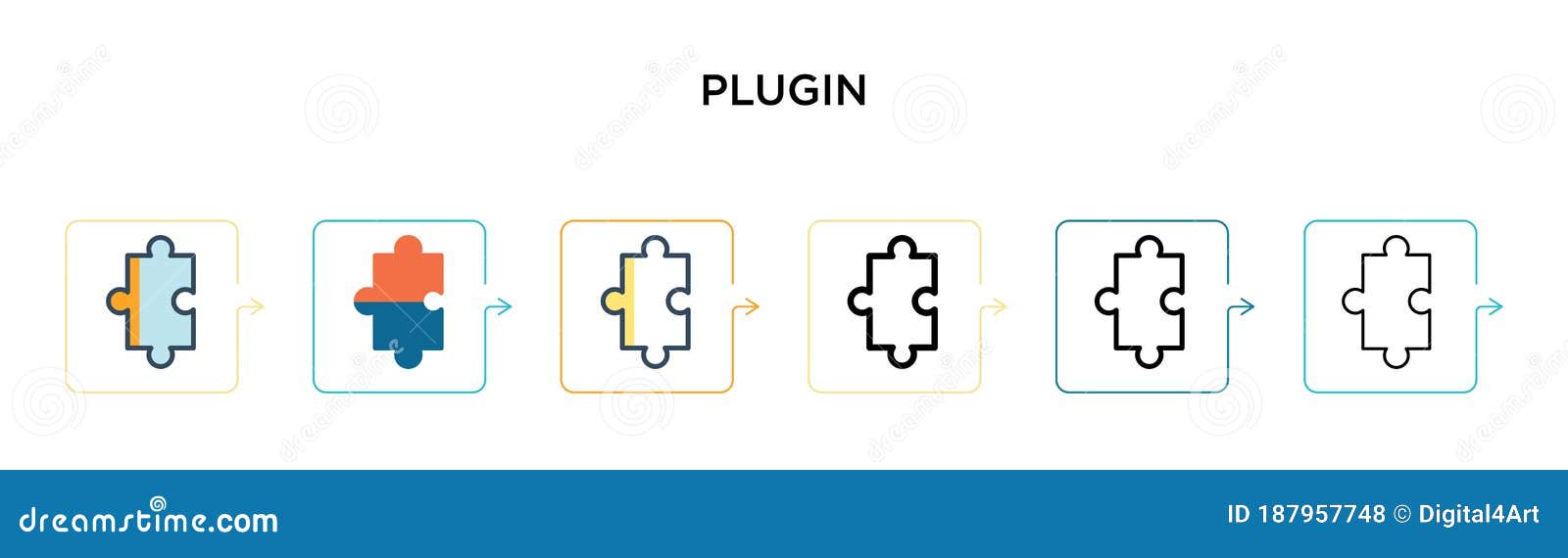 Plugin Vector Icon in 6 Different Modern Styles. Black, Two Colored ...